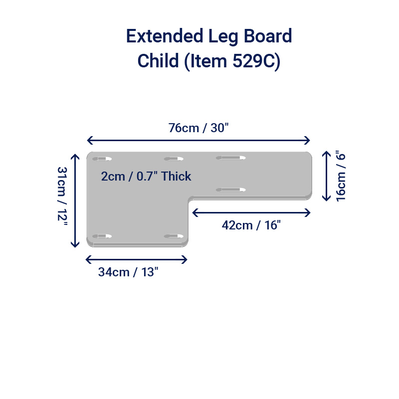 Extended Leg Board - To support an extended leg in a wheelchair