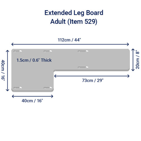 Extended Leg Board - To support an extended leg in a wheelchair